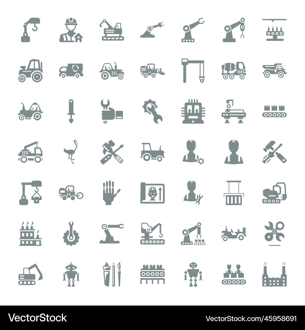 Machinery icons Royalty Free Vector Image - VectorStock