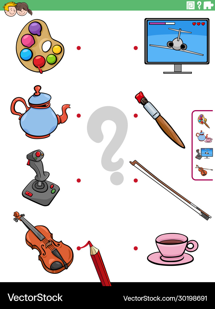 Match objects educational game for children Vector Image