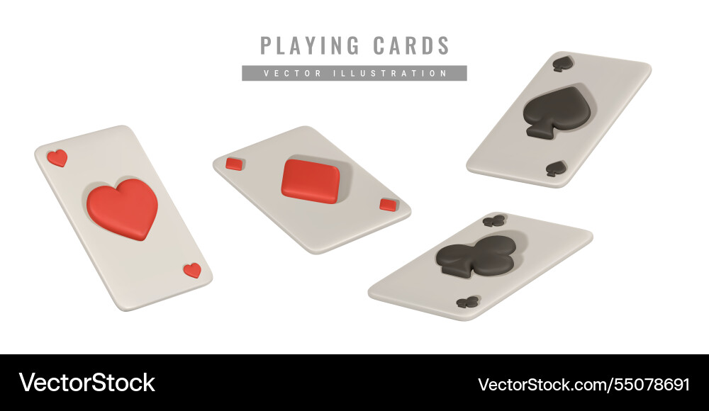 Realistic 3d playing cards casino game concept Vector Image