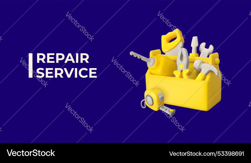 Repair service 3d web banner Royalty Free Vector Image