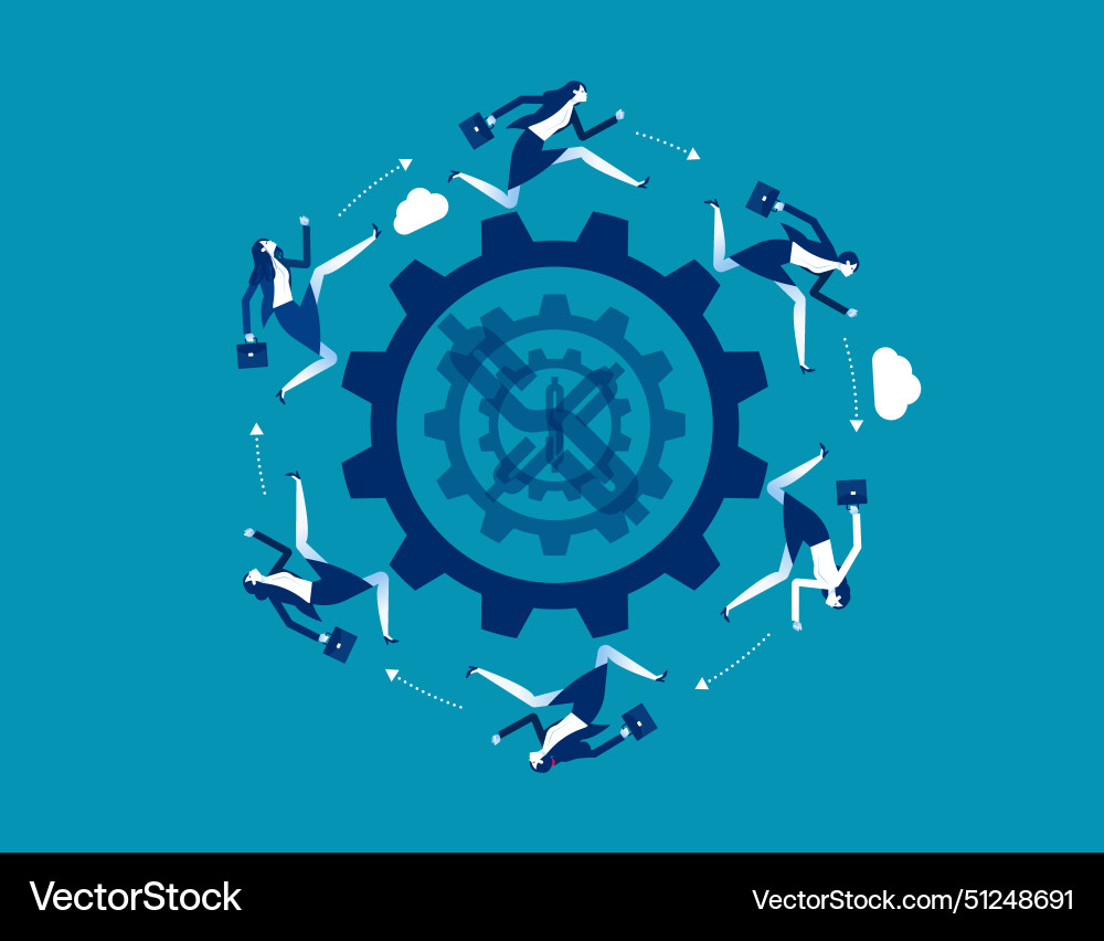 Worker running around business Royalty Free Vector Image