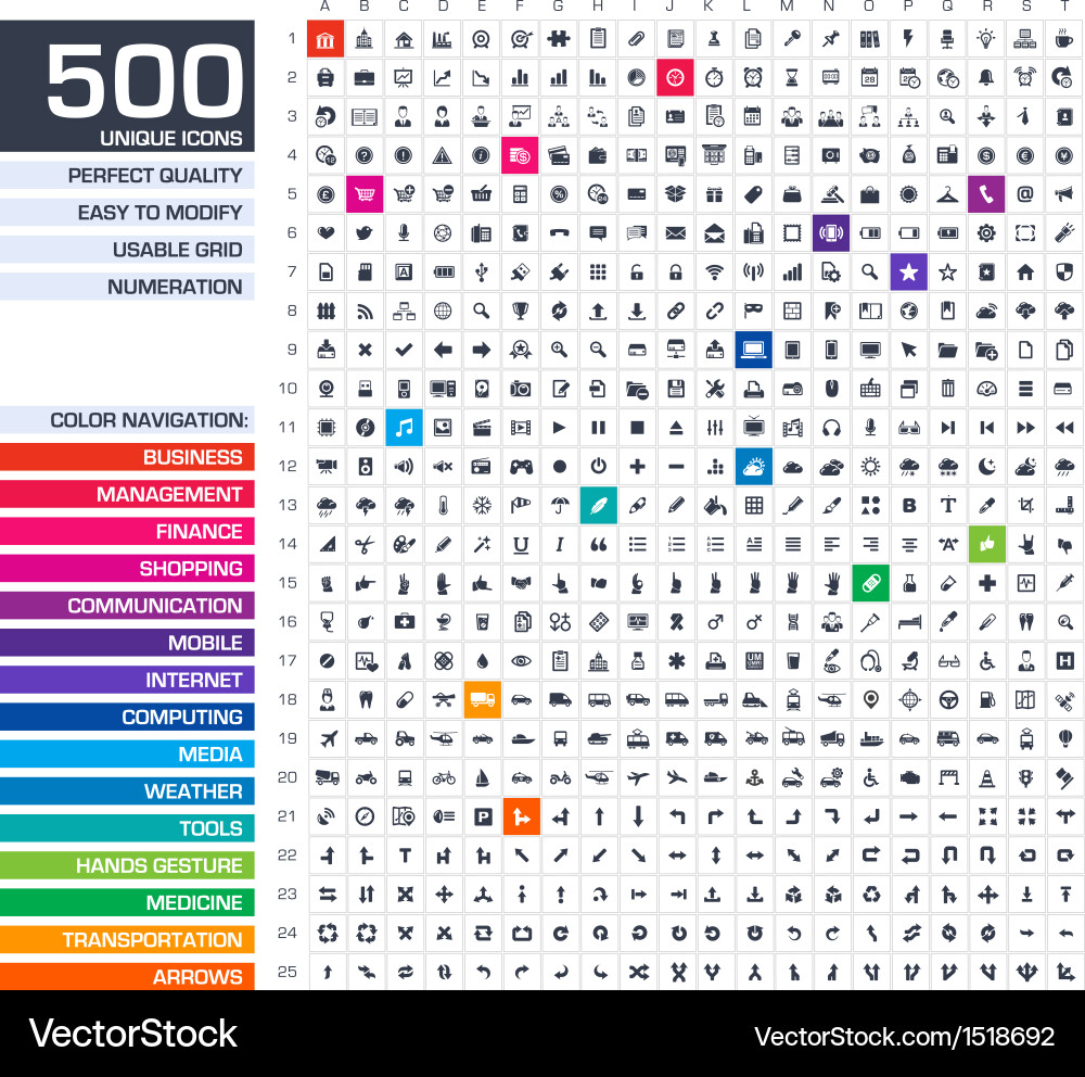 500 icons set Royalty Free Vector Image - VectorStock