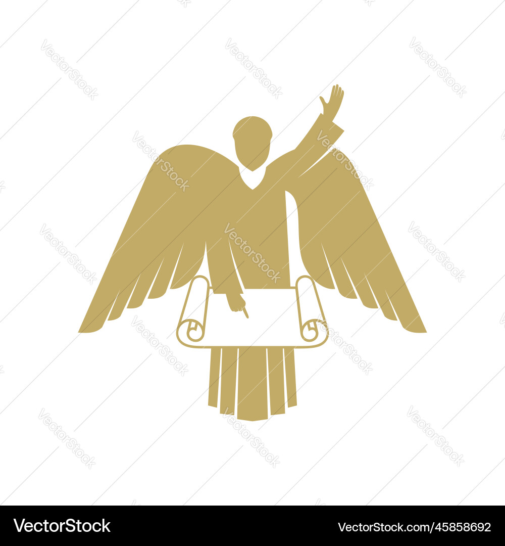 An angel gods herald holds a holy scroll Vector Image