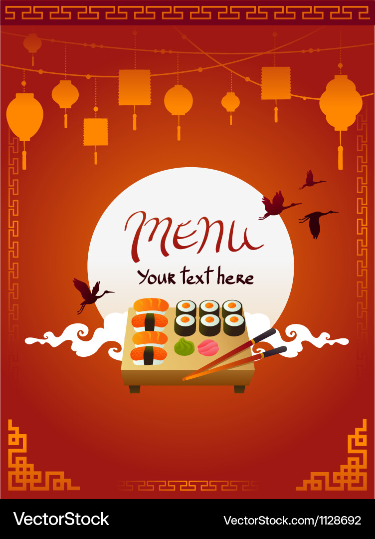 Asian Menu Template - Lunar & Food Royalty Free Vector
