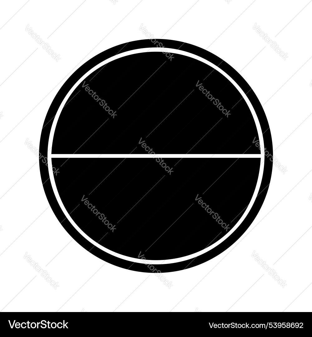 Black circle divided into 2 fractions round shape Vector Image