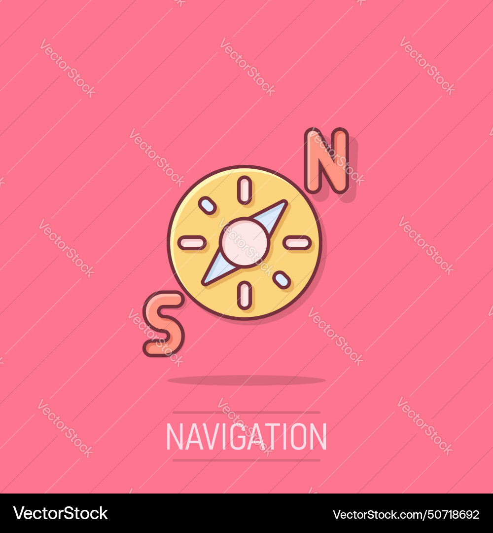 Compass icon in comic style navigation equipment Vector Image