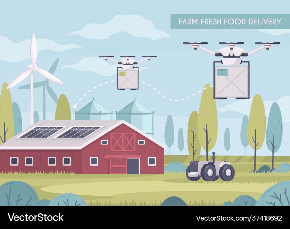 Fresh food delivery composition Royalty Free Vector Image