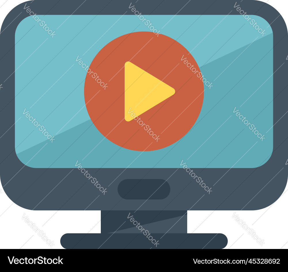 Monitor edit icon flat film movie Royalty Free Vector Image