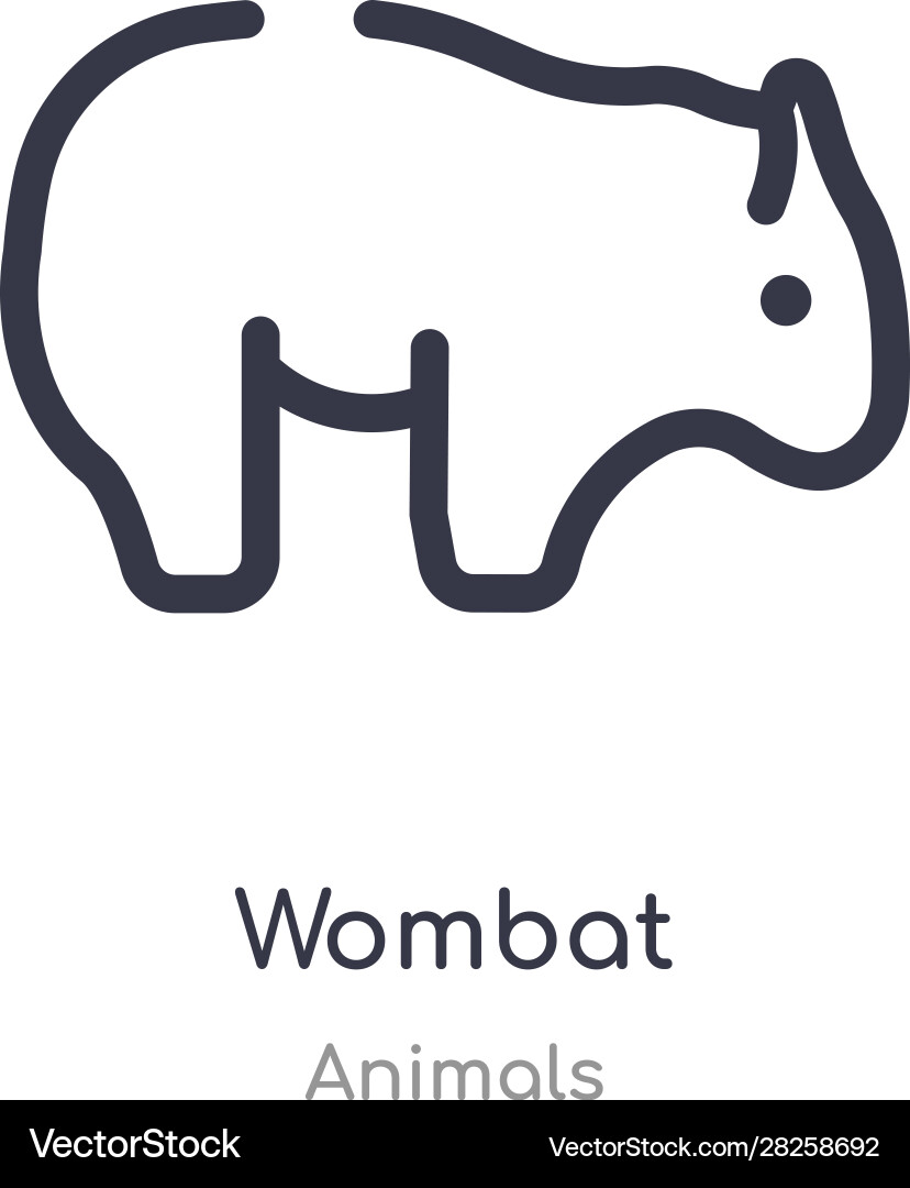 Wombat outline icon isolated line from animals Vector Image