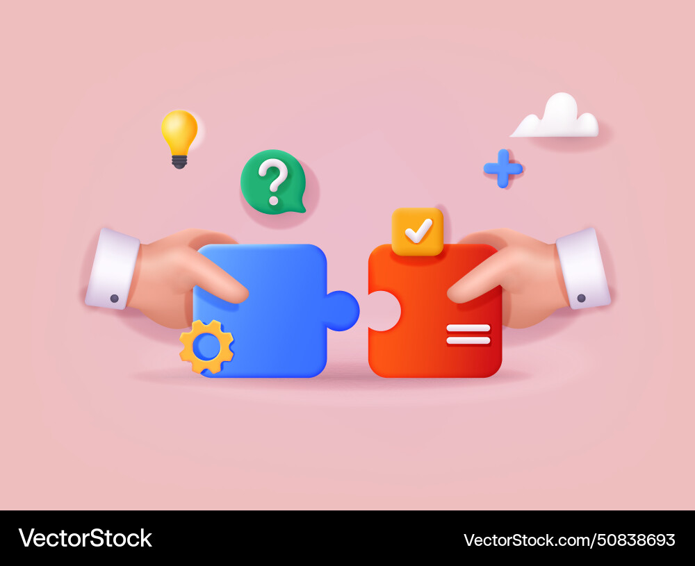 3d jigsaw puzzle pieces symbol of teamwork Vector Image 3d jigsaw puzzle pieces symbol of teamwork Vector Image