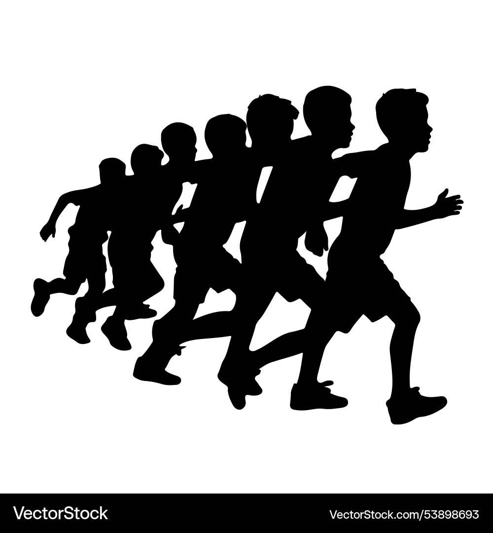 Boys running silhouette Royalty Free Vector Image