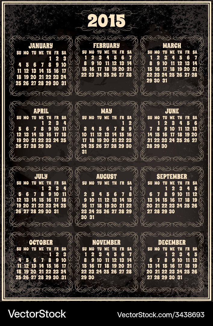 Calendar template for 2015 in retro style Vector Image