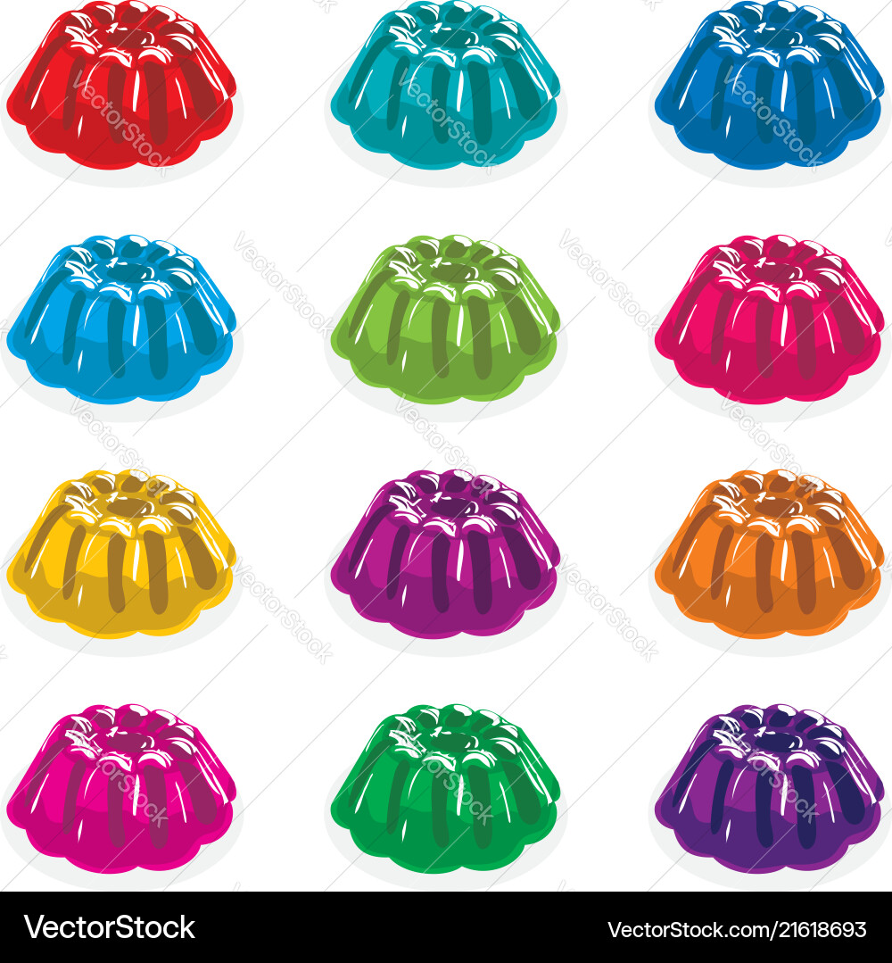Colorful gelatin jelly assortment Royalty Free Vector Image