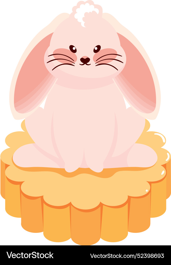Cute jade rabbit and delicious mooncake Royalty Free Vector