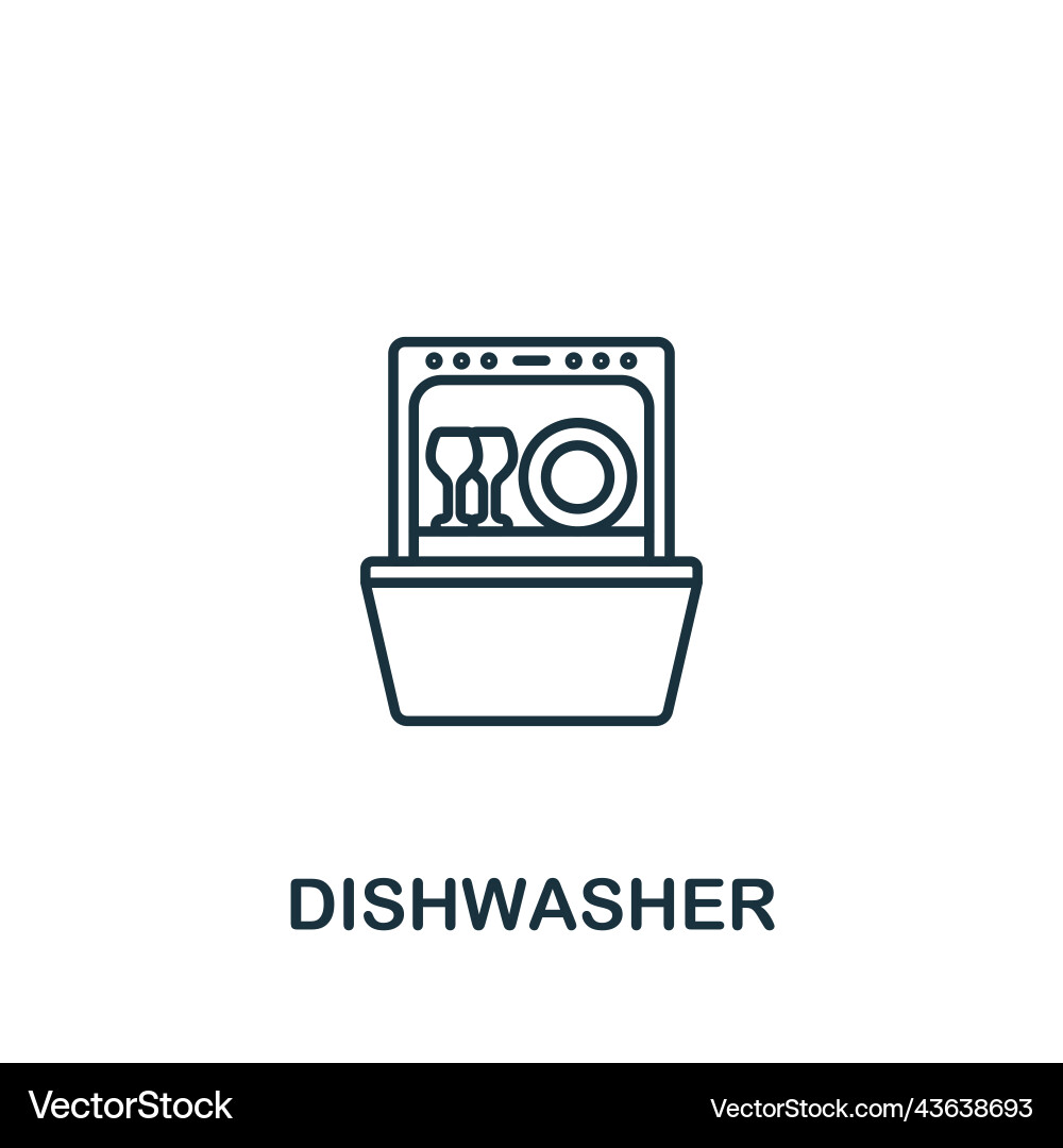 Dishwasher icon line simple housekeeping Vector Image