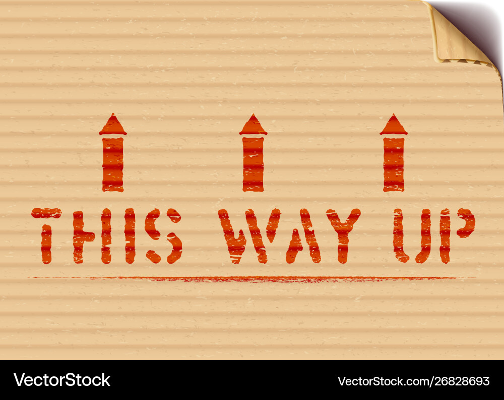 Grunge this way up cargo pictograph box sign Vector Image