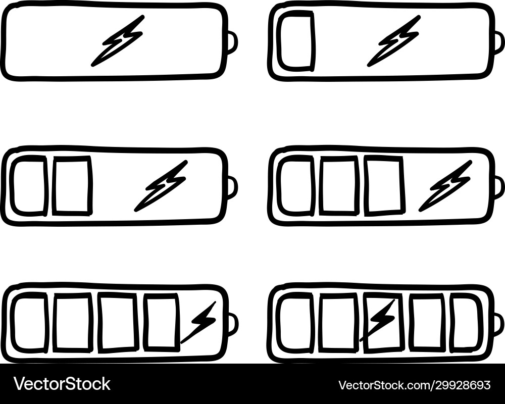 Hand drawn battery charging icon with doodle Vector Image
