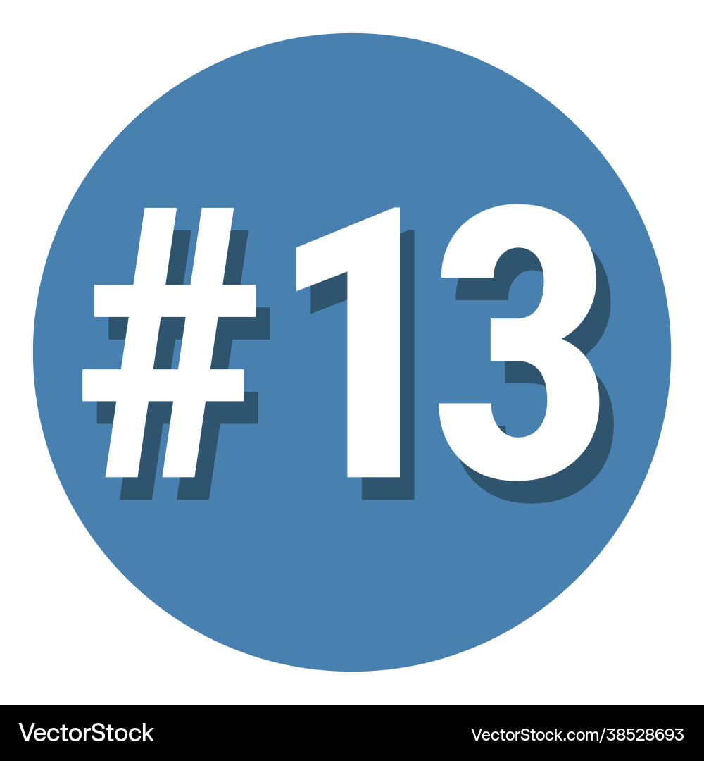 Nummer 13 dreizehn Symbolzeichen Zeichen im Kreis 13th