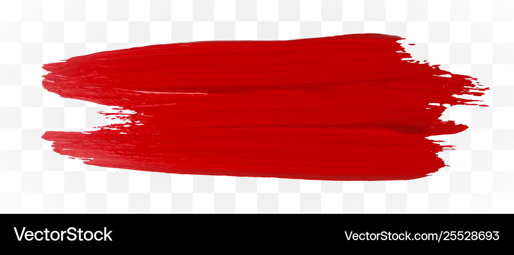 Red brush stroke on transparent background paint Vector Image