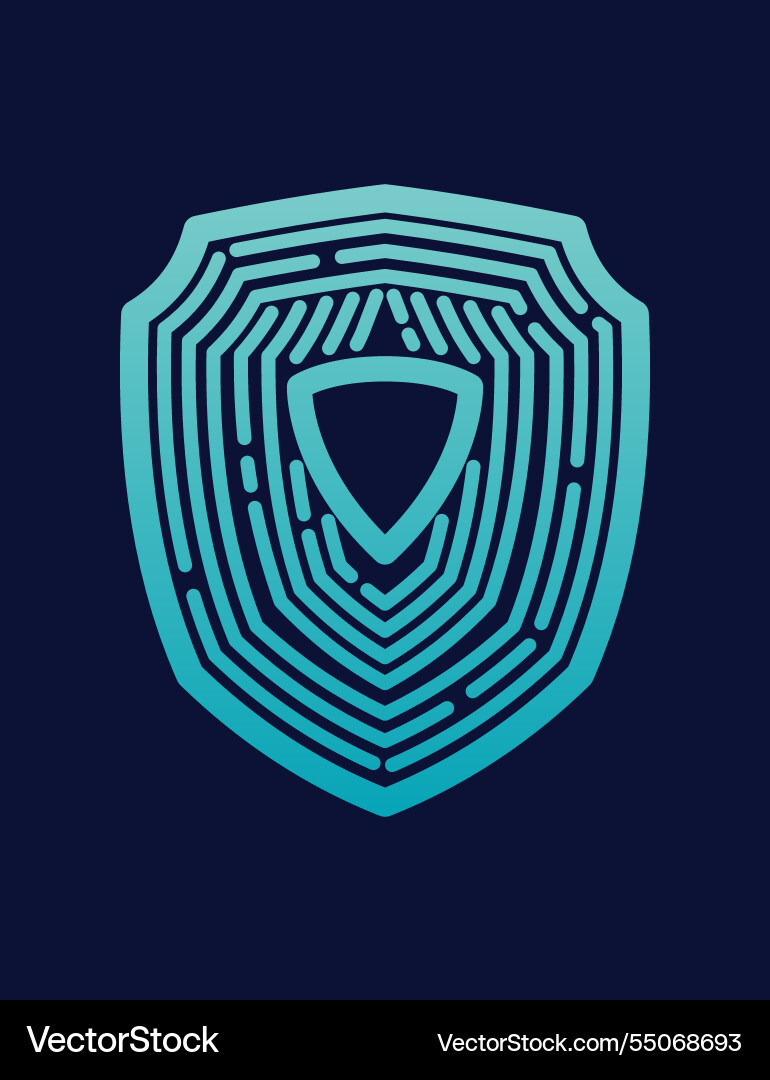 Secure shield fingerprint scan Royalty Free Vector Image