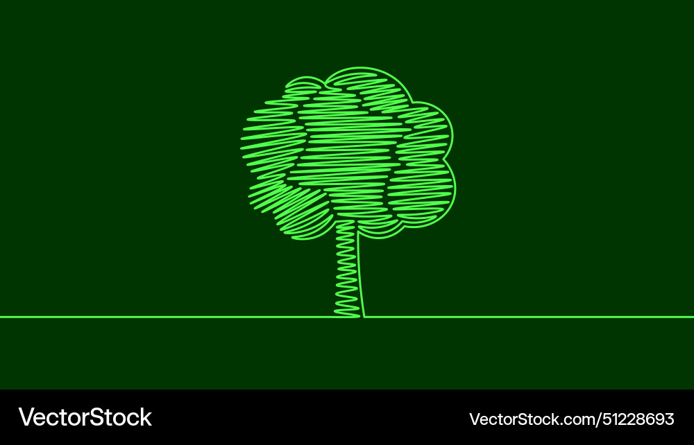 Single continuous line art tree park outdoors Vector Image