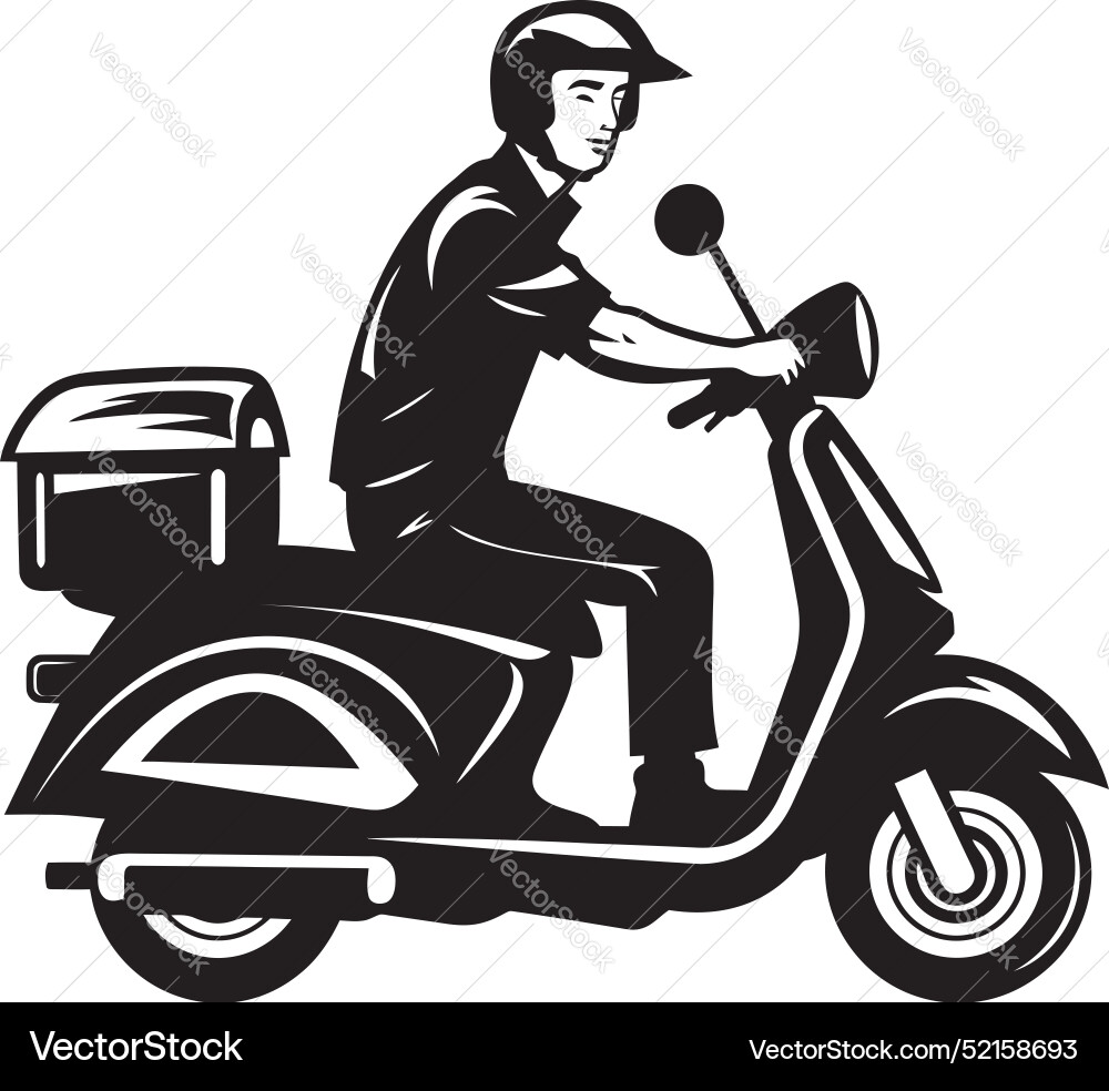 Sunny delivery happy guy emblem Royalty Free Vector Image