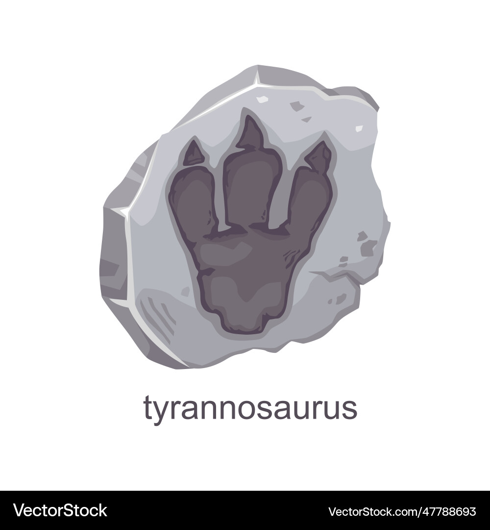 Tyrannosaurus dinosaur footprint fossil paw print Vector Image