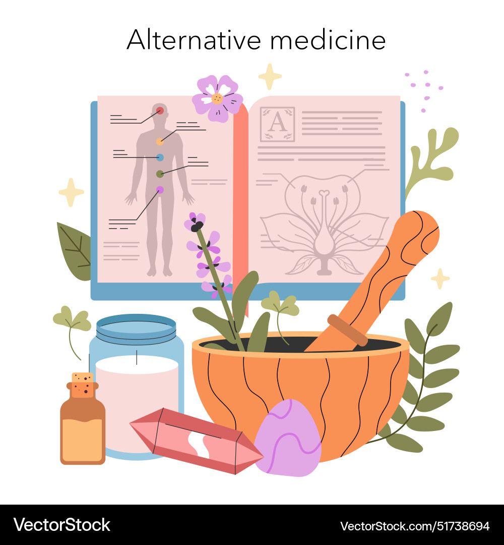 Alternative medicine flat Royalty Free Vector Image