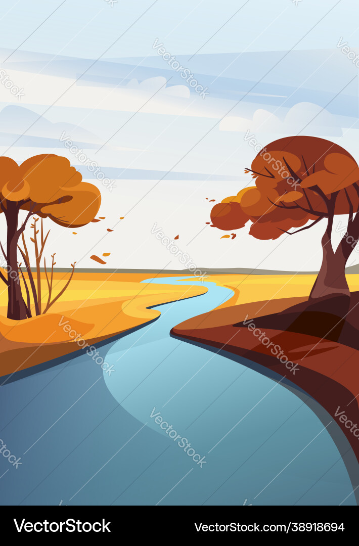 Autumn river landscape Royalty Free Vector Image
