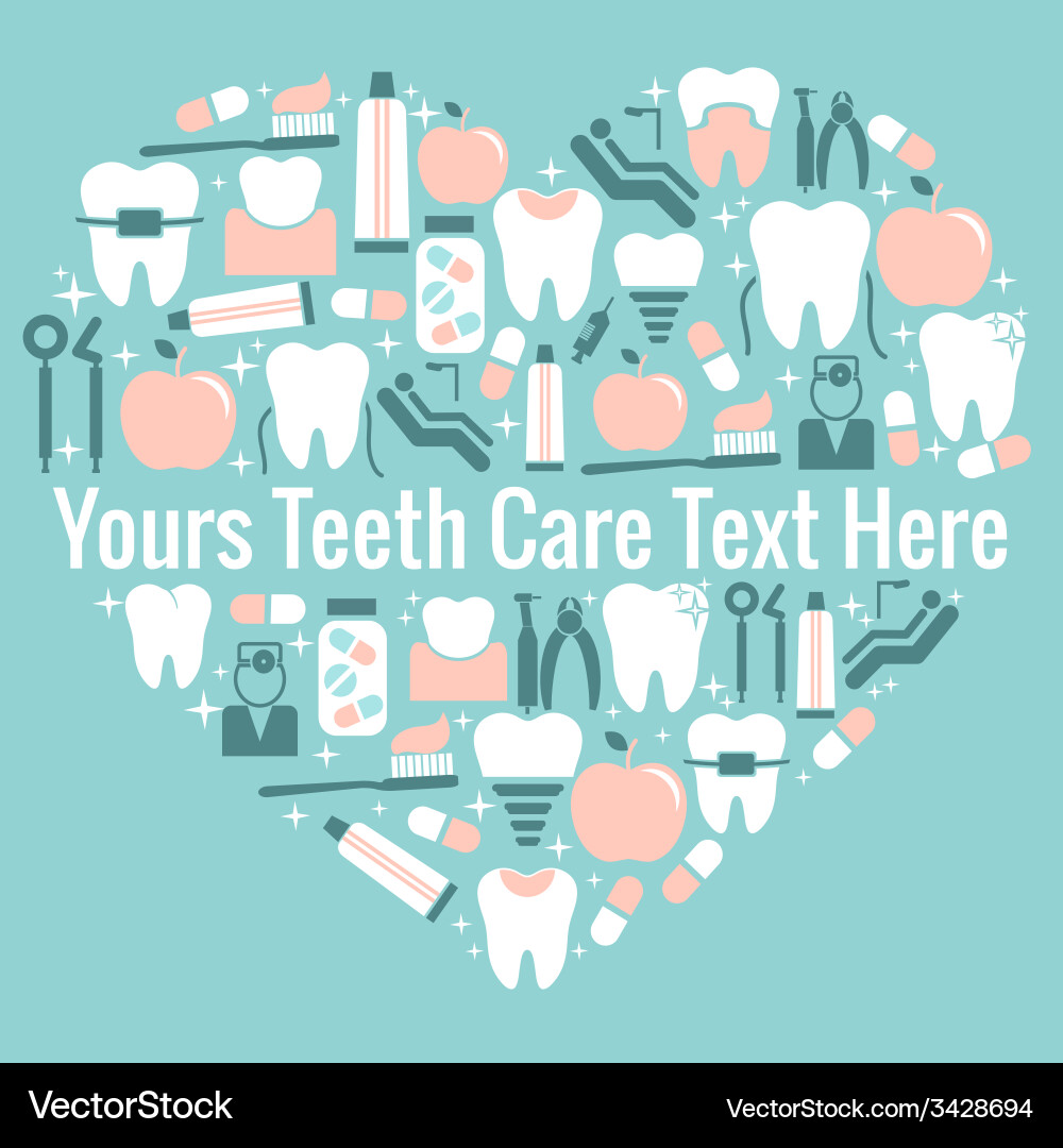 Dental care heart symbol Royalty Free Vector Image