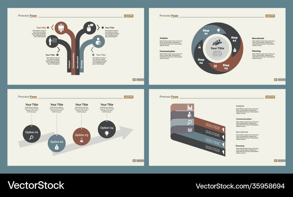 Four business slide templates set Royalty Free Vector Image