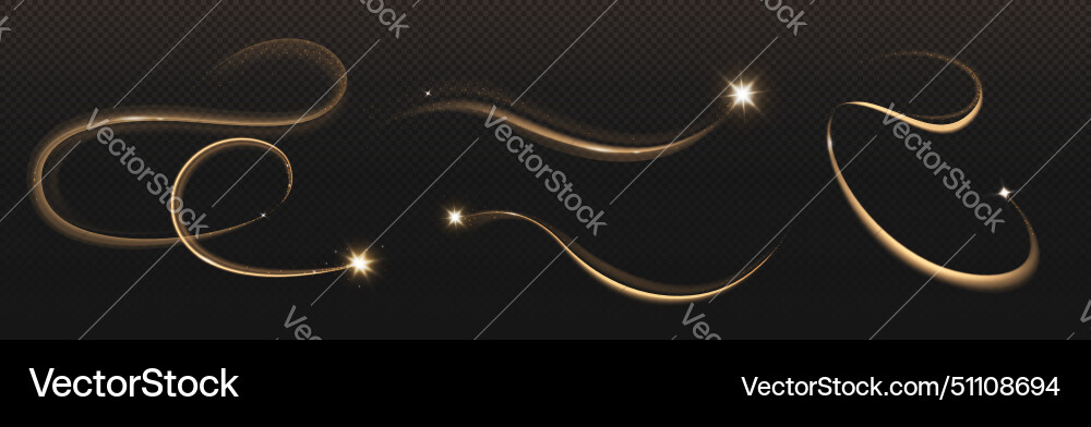 Gold star with magic curve trail Royalty Free Vector Image