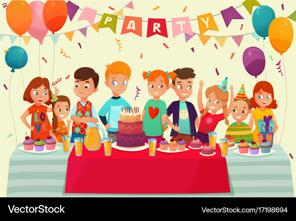 Kids party poster Royalty Free Vector Image - VectorStock