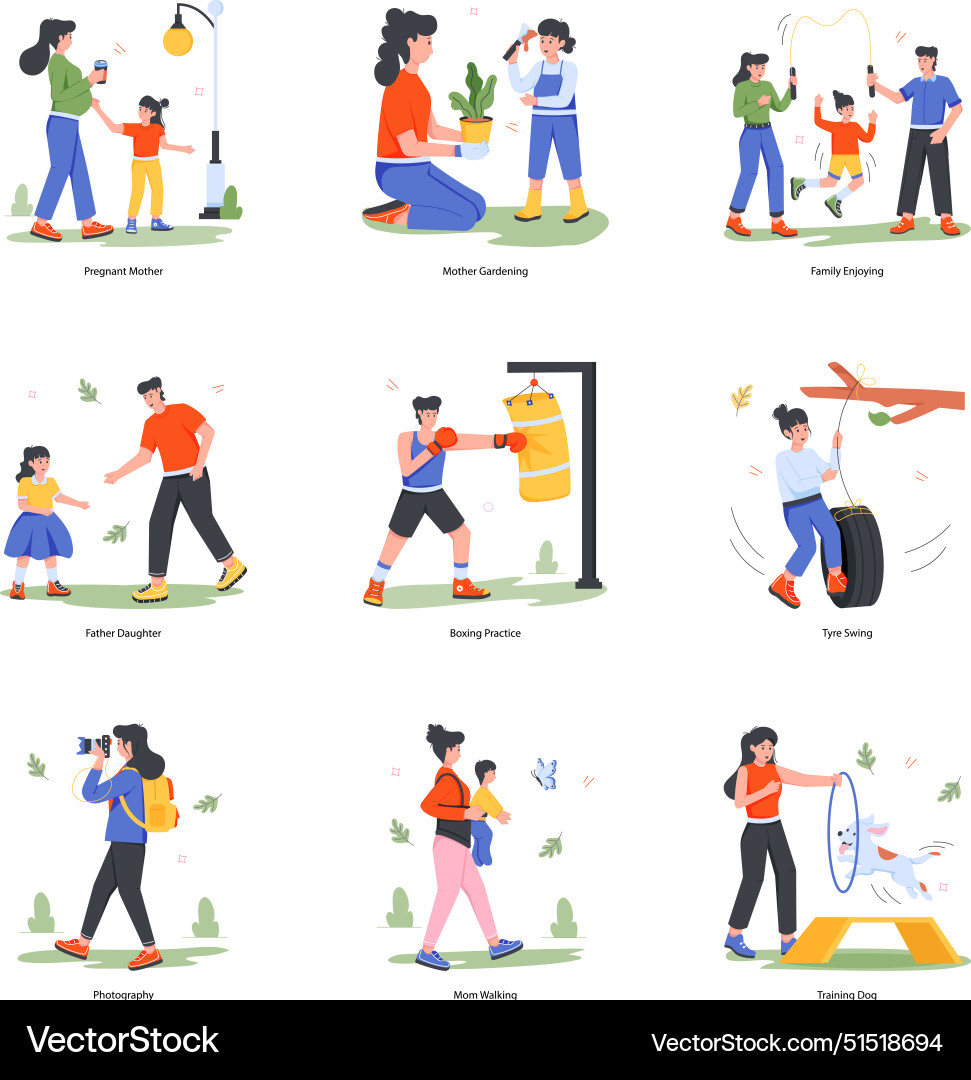 Park activities flat Royalty Free Vector Image