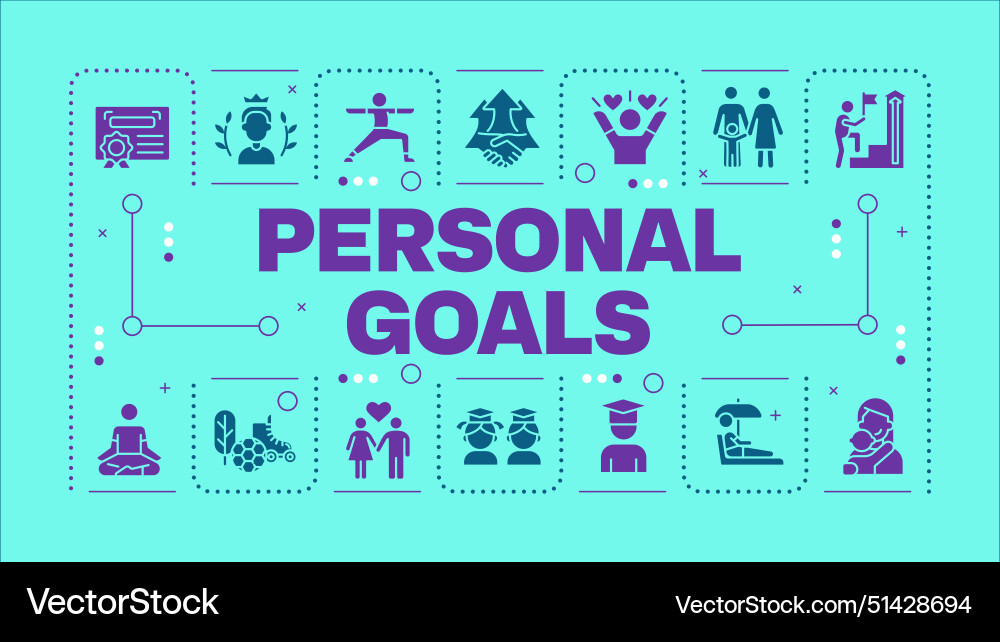 Personal goals light blue word concept Royalty Free Vector