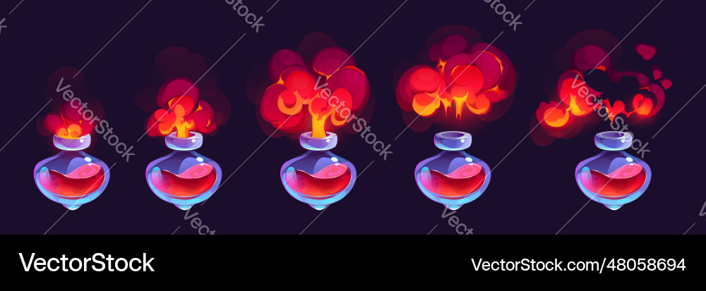 Red laboratory game fire potion icon animation Vector Image