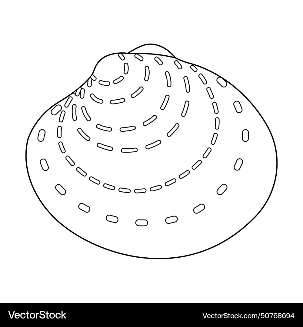 Seashell black and white outline art therapy Vector Image