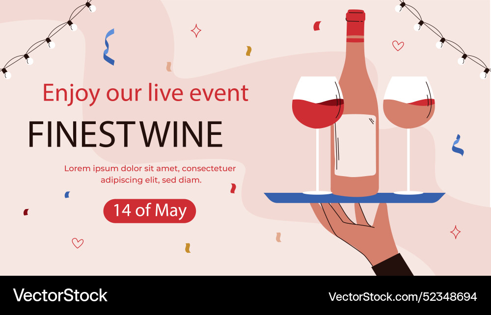 Wine party youtube thumbnail Royalty Free Vector Image