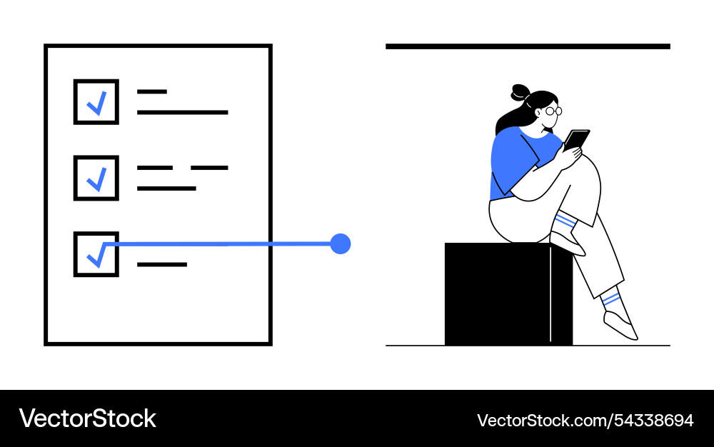 Woman checking items off a list on digital Vector Image