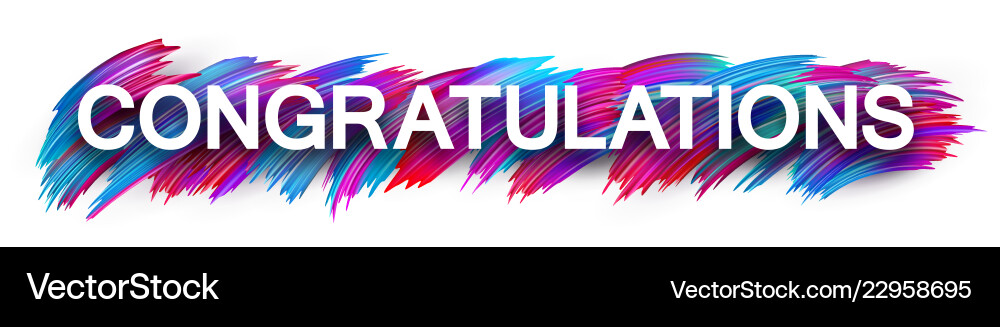 Congratulations banner with colorful brush strokes