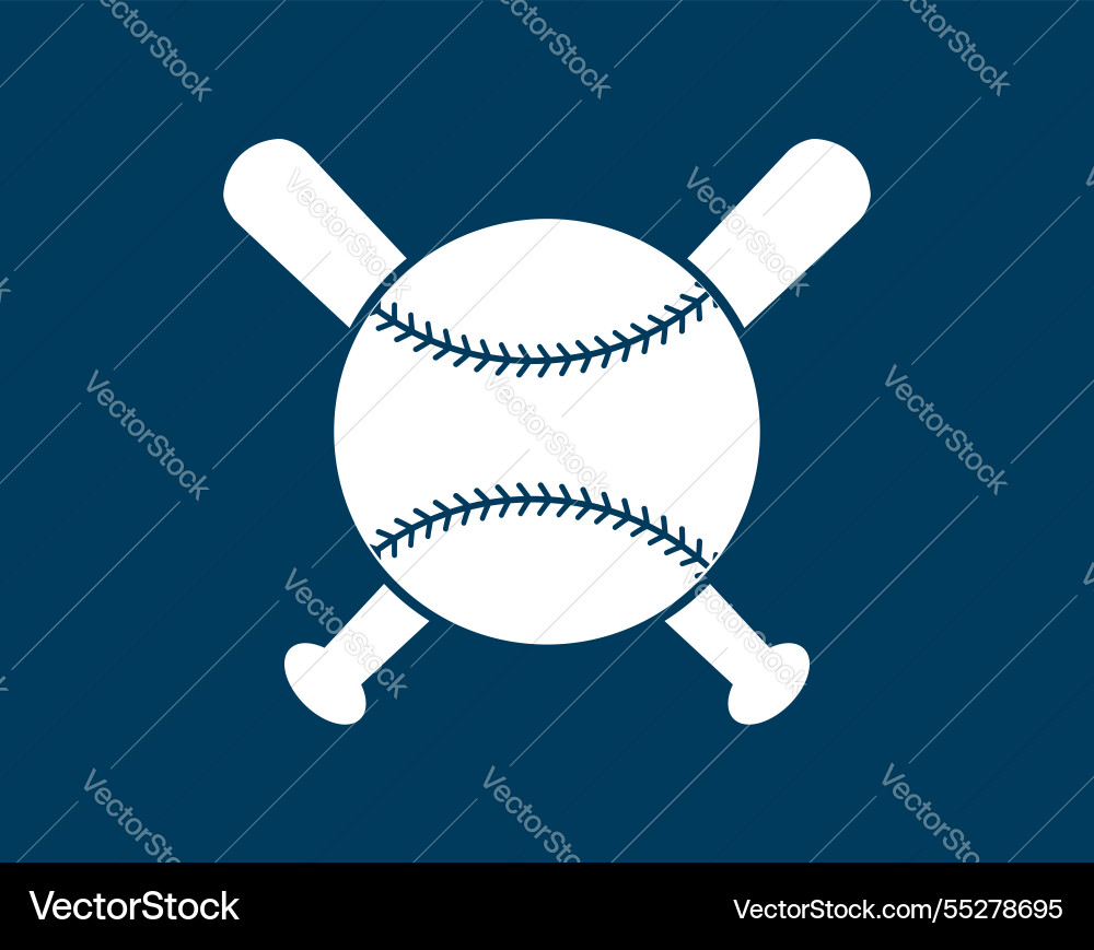Crossed baseball bats and ball logo Royalty Free Vector