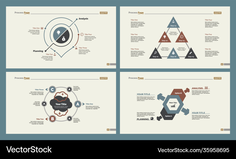 Four business slide templates set Royalty Free Vector Image