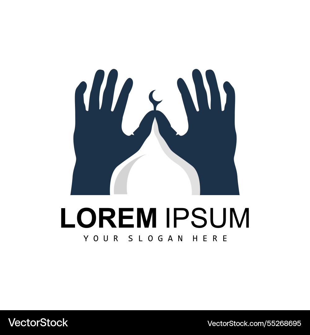 Mosque logo hands forming mosque hand logo unique Vector Image