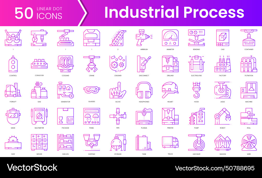 Set of industrial process icons gradient style Vector Image
