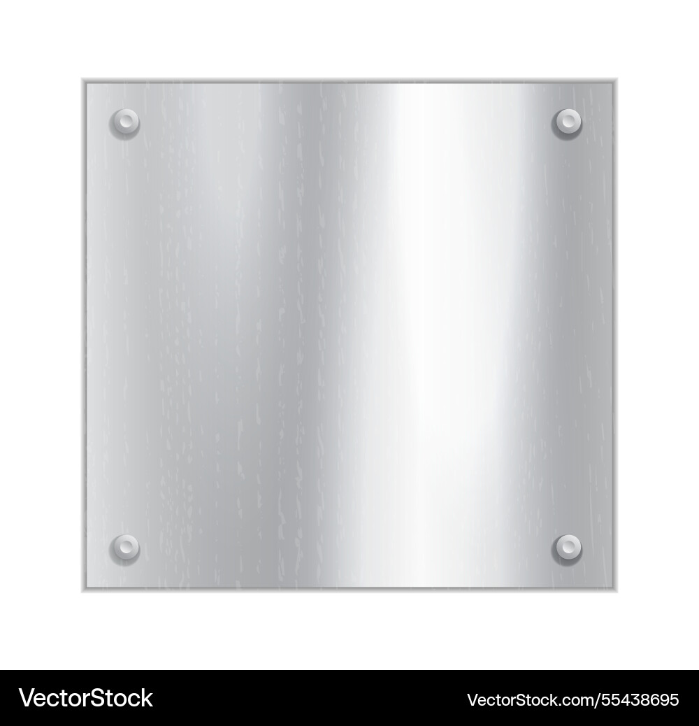 Silver plate metal plaque mockup steel frame Vector Image