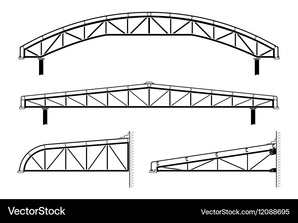 Steel Roof Truss Systems Collection Royalty Free Vector