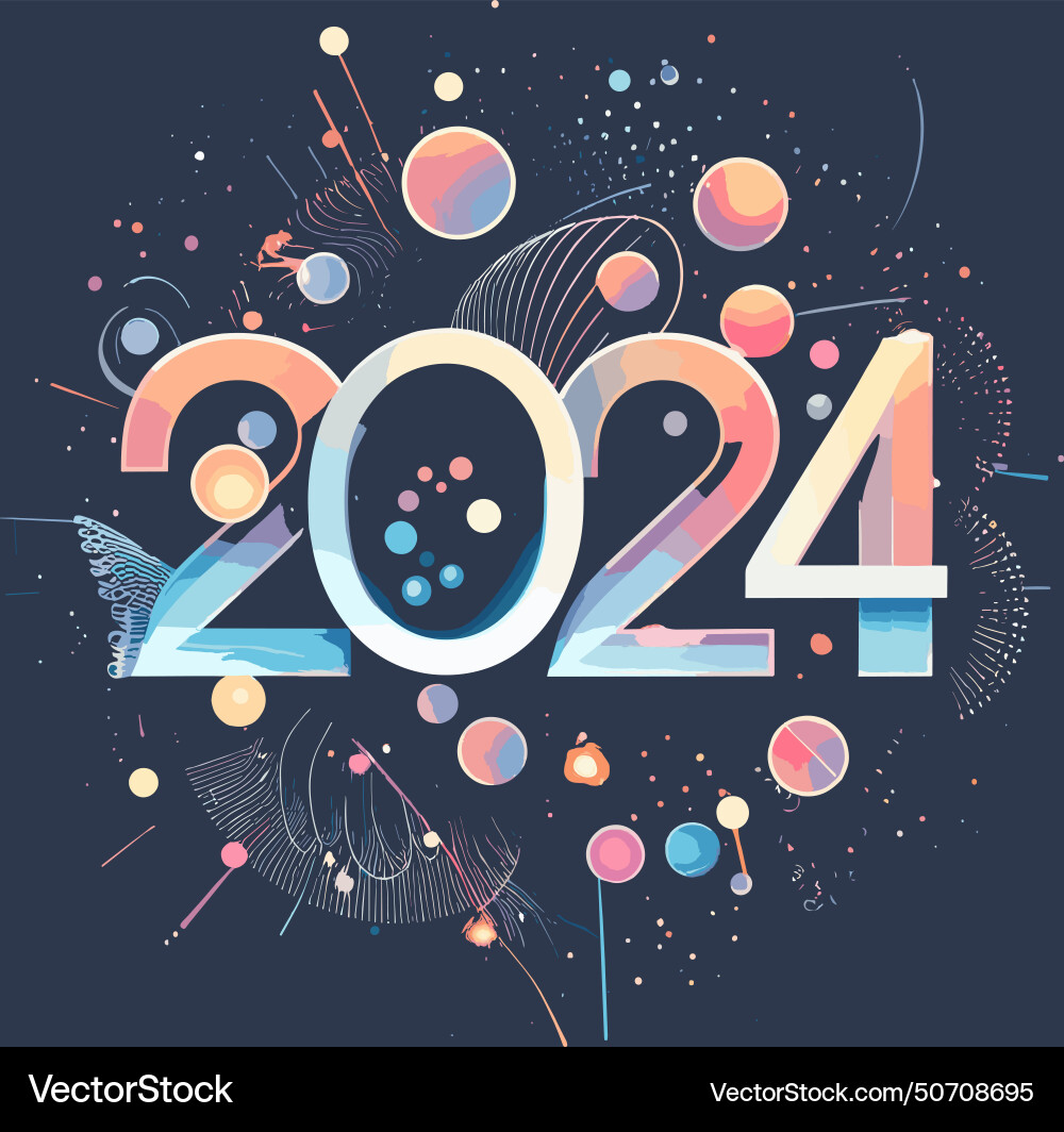 White 2024 typography design concept Royalty Free Vector