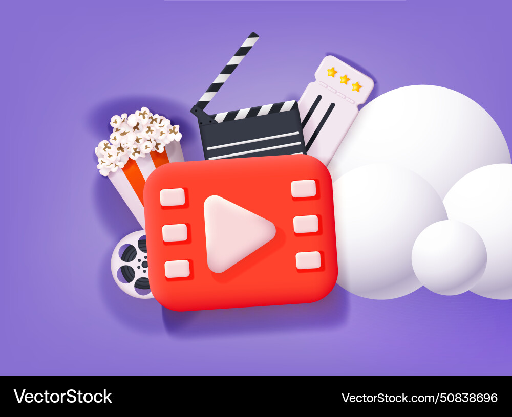 Cinema movie concept objects for watching video Vector Image