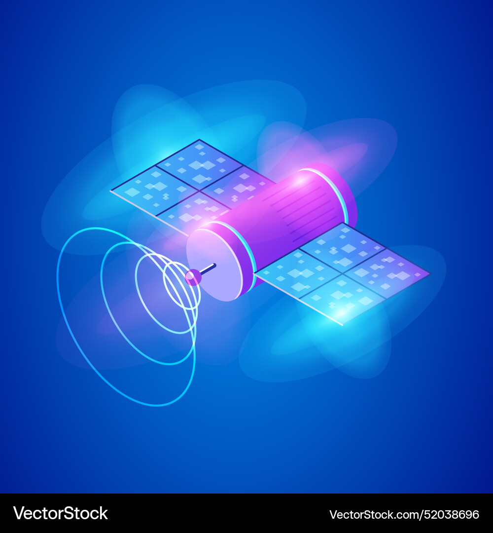 Isometric depicting a space satellite Royalty Free Vector