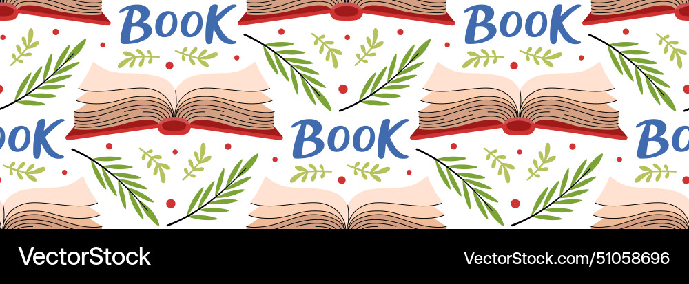 Open book seamless pattern world day Royalty Free Vector